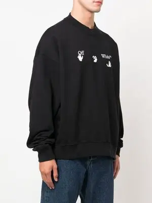 Off-White Cotton Sweatshirt With Swimming Logo