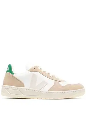VEJA V-10 Panelled Lace-up Sneakers - White