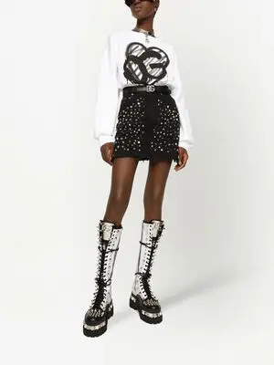Dolce & Gabbana Studded Denim Miniskirt
