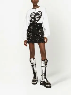 Dolce & Gabbana Studded Denim Miniskirt
