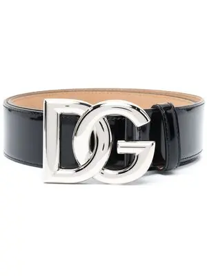 Dolce & Gabbana Logo Buckle Leather Belt - Black