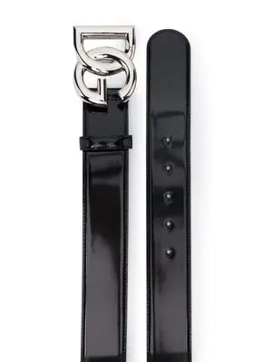 Dolce & Gabbana Leather Belt With Logo Buckle - Black