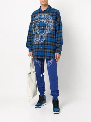 HACULLA. Check-print Skull Shirt - Blue