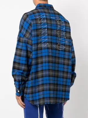 HACULLA. Check-print Skull Shirt - Blue