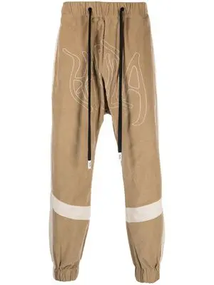 HACULLA. Embroidered-logo Ribbed Drop-crotch Pants