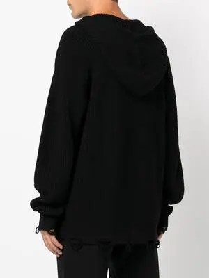 HACULLA. Logo-print Distressed Knitted Hoodie