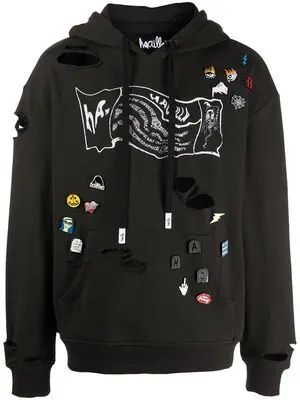 HACULLA. Distressed Pin-detailed Hoodie