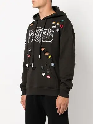HACULLA. Distressed Pin-detailed Hoodie