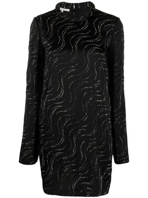 Stella McCartney Rhinestone Embellished Shift Dress - Black