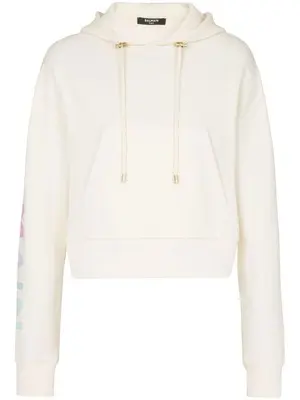 Balmain Cropped Logo Hoodie