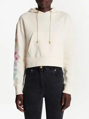 Balmain Cropped Logo Hoodie
