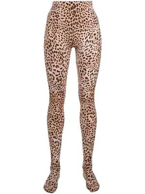 Roberto Cavalli Leopard-print High-waisted Leggings