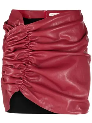 THE MANNEI Ruched Mini Skirt - Red