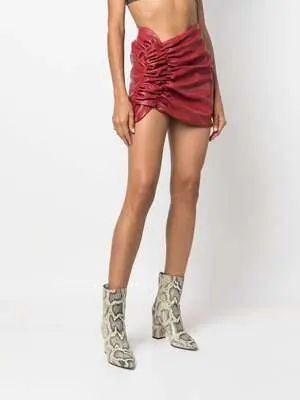 THE MANNEI Ruched Mini Skirt - Red