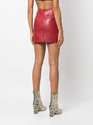 THE MANNEI Ruched Mini Skirt - Red