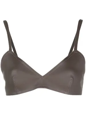 THE MANNEI Sierra Leather Bralette - Brown