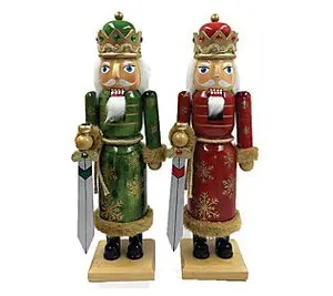 SANTA'S WORKSHOP Inc. 14'h Snowflake King Nutcr Ackers, S/2 - One-color