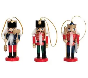 SANTA'S WORKSHOP Inc. 3.3'h Nutcracker Ornament S, Set Of 3 - One-color