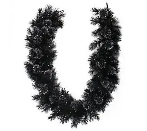 NORTHLIGHT 9'l Prelit Battery-operated Black Fa Ux Garland - One-color