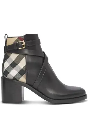 Burberry House Check Mid-heel Boots - Black