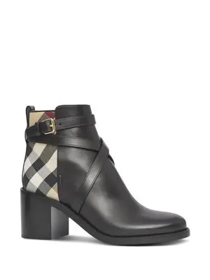 Burberry House Check Mid-heel Boots - Black