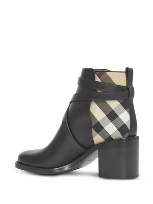 Burberry House Check Mid-heel Boots - Black