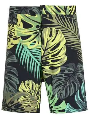 AMIR SLAMA Leaf-print Swim Shorts - Green