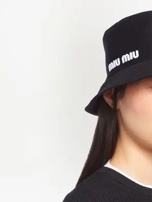 Miu Miu Logo Bucket Hat - Black