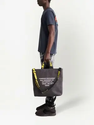 Off-White Tote Bag With Slogan Print