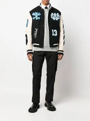 Off-White Logo-patch Varsity Jacket - Black