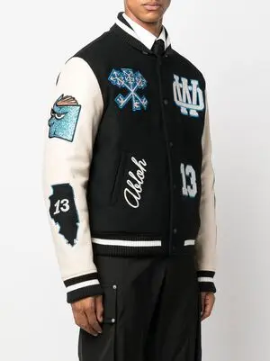 Off-White Logo-patch Varsity Jacket - Black