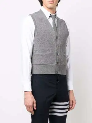 Thom Browne Sleeveless Cashmere Cardigan - Grey
