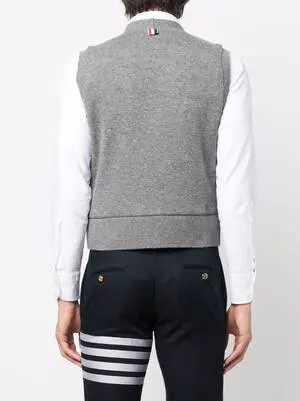 Thom Browne Sleeveless Cashmere Cardigan - Grey