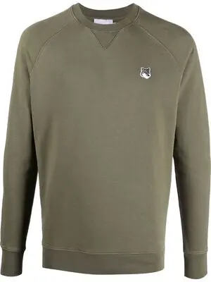 Maison Kitsuné Crew Neck Sweatshirt With Logo Patch - Green