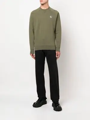 Maison Kitsuné Crew Neck Sweatshirt With Logo Patch - Green
