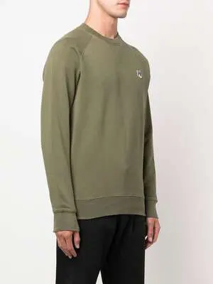 Maison Kitsuné Crew Neck Sweatshirt With Logo Patch - Green