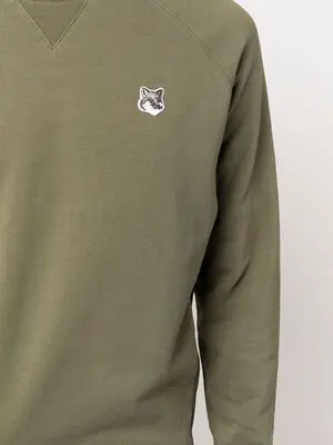 Maison Kitsuné Crew Neck Sweatshirt With Logo Patch - Green
