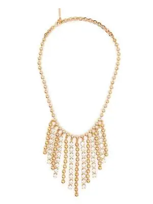 Alessandra Rich Fringed Crystal-bead Embellished Necklace - Gold