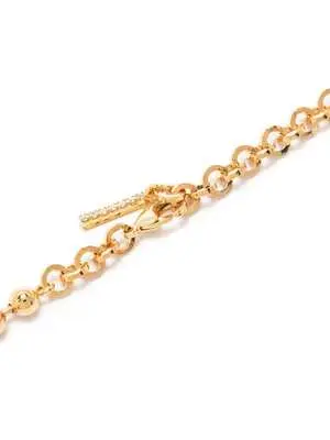 Alessandra Rich Fringed Crystal-bead Embellished Necklace - Gold