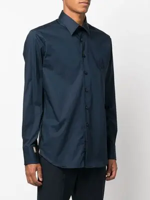 BILLIONAIRE Silver Cut Long-sleeve Shirt - Blue