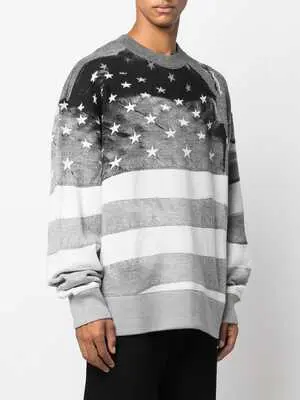 Palm Angels Stars And Stripes-print Sweatshirt - Grey