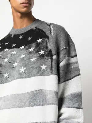 Palm Angels Stars And Stripes-print Sweatshirt - Grey