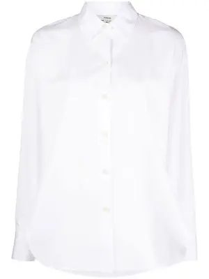 Vince Side-slit Cotton Shirt - White