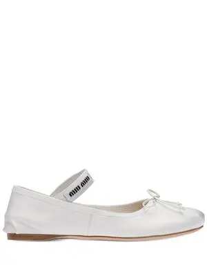 Miu Miu Logo-strap Ballerina Flats - White