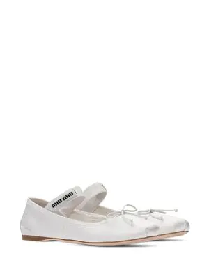 Miu Miu Logo-strap Ballerina Flats - White