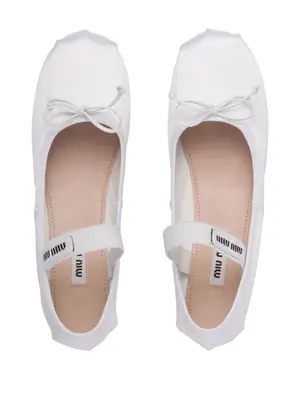 Miu Miu Logo-strap Ballerina Flats - White