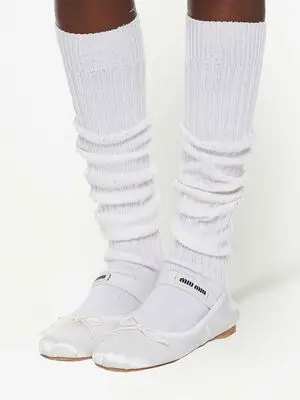 Miu Miu Logo-strap Ballerina Flats - White