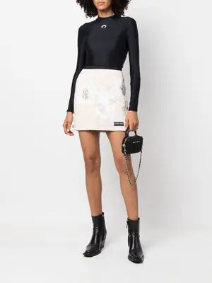 MARINE SERRE Quilted Patchwork Mini Skirt - Neutrals