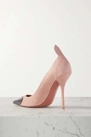 Alaïa Cœur 110 Patent Leather-trimmed Suede Point-toe Pumps
