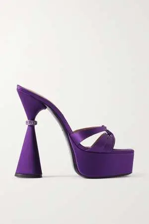 D'ACCORI Sienna Embellished Satin Platform Mules